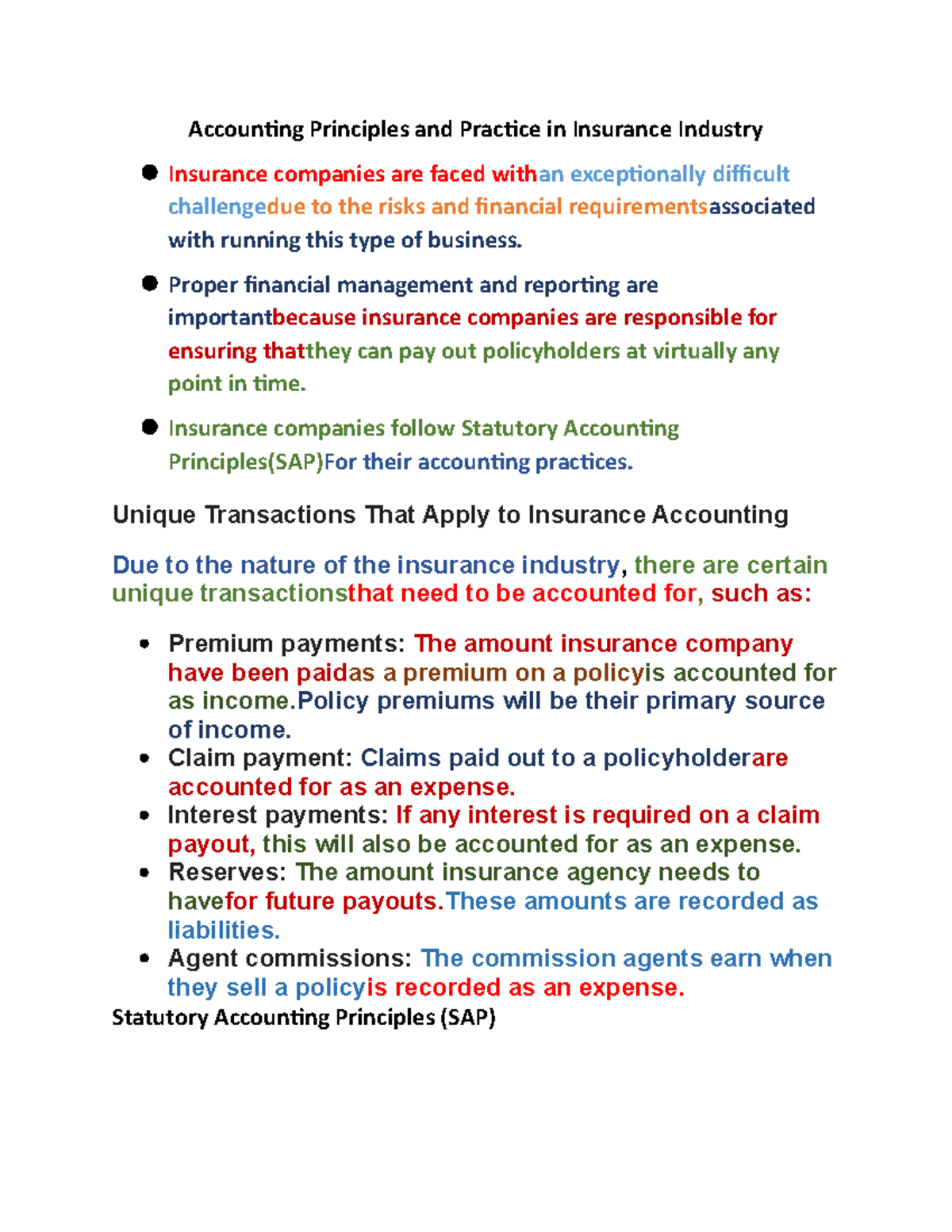 Accounting Principles and Practice in Insurance Industry - Proper ...