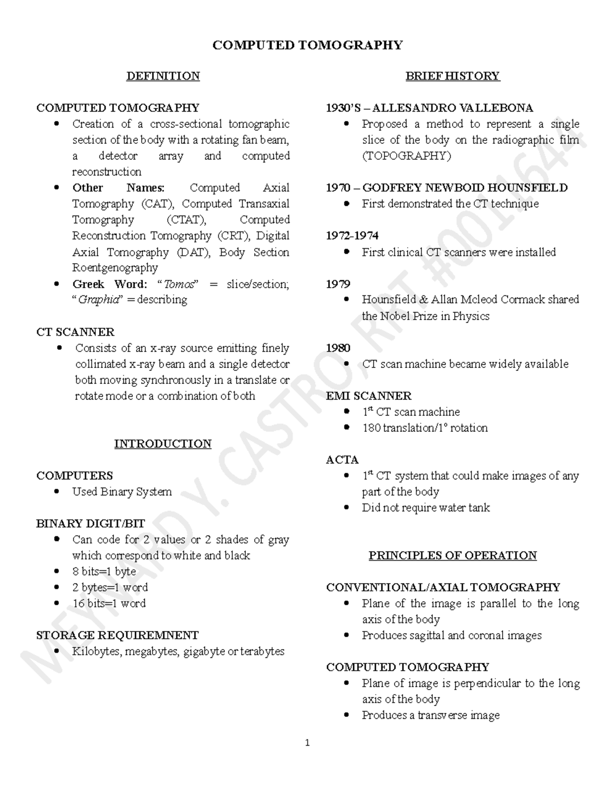 Computed Tomography - Ct scan summary - DEFINITION COMPUTED TOMOGRAPHY ...