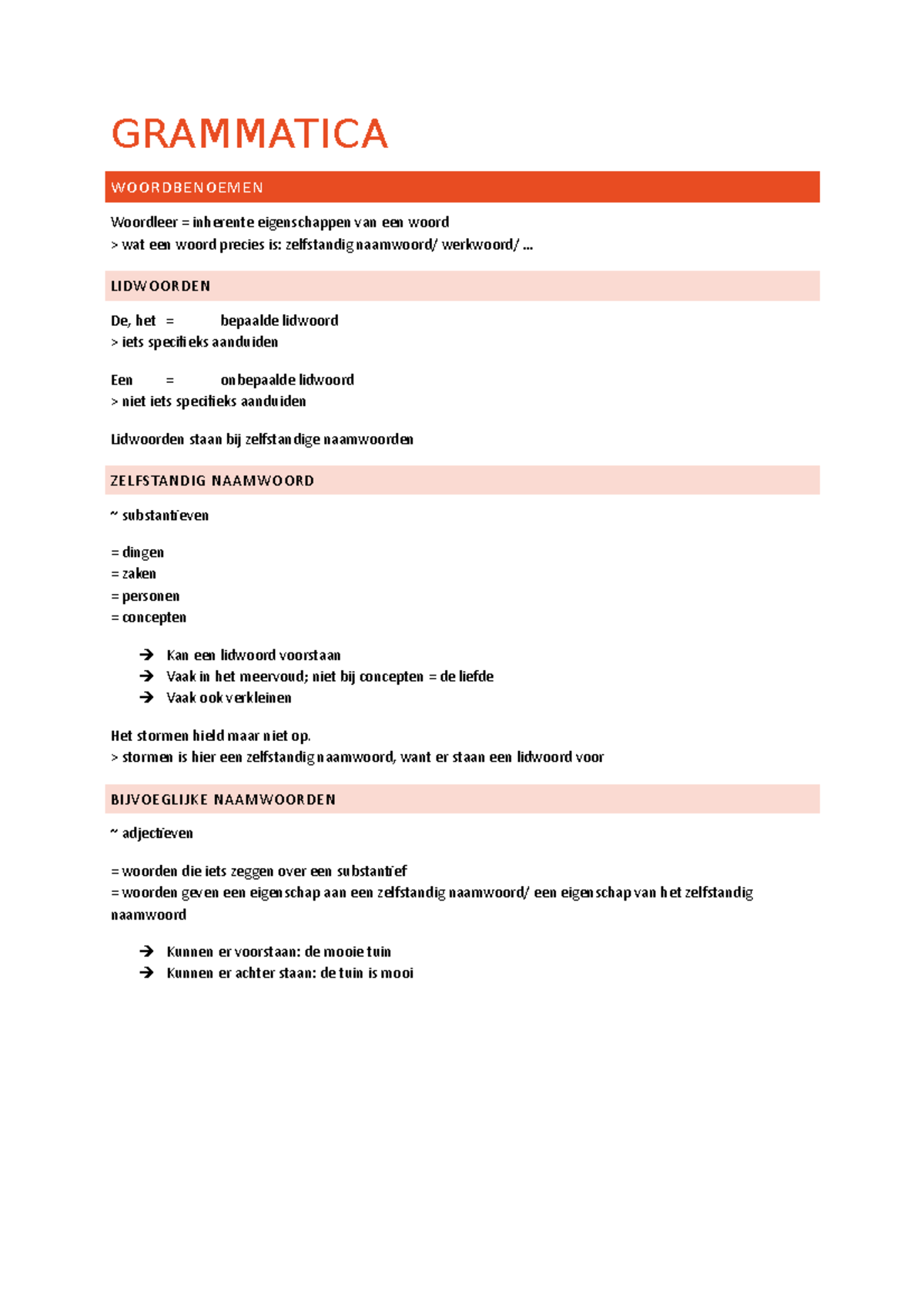Basisvaardigheden Grammatica - GRAMMATICA WOORDBENOEMEN Woordleer ...
