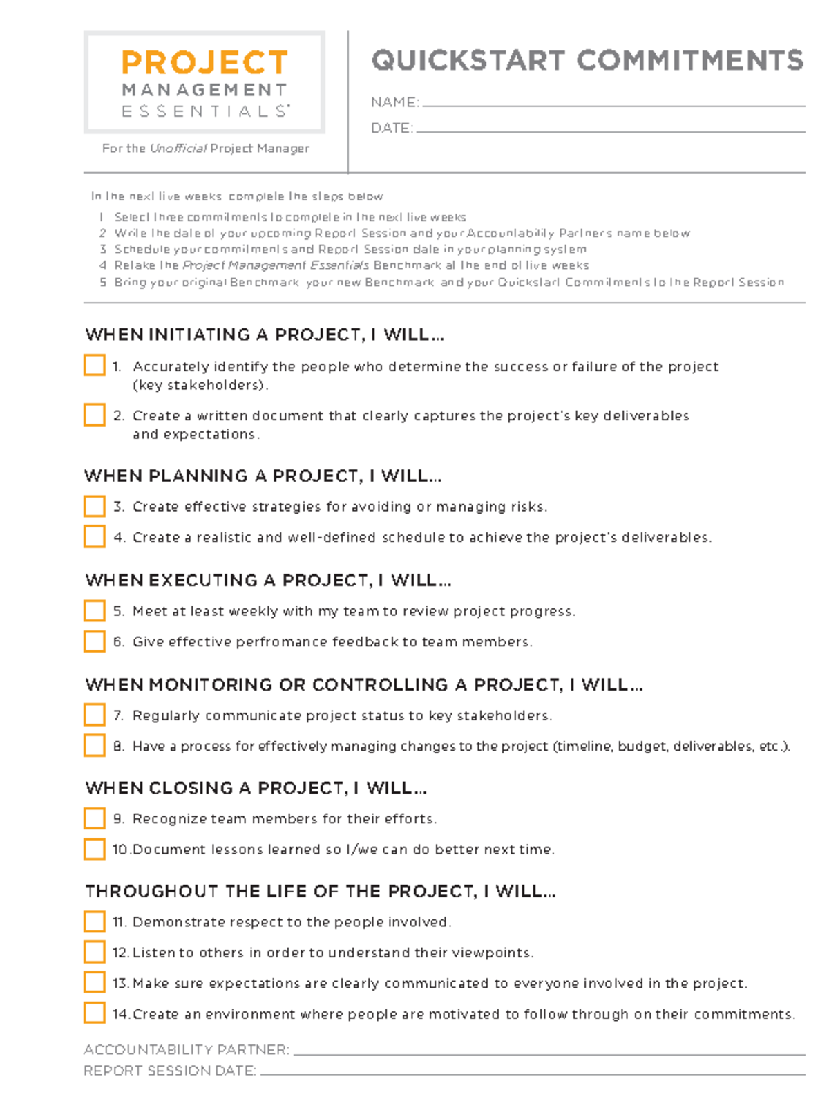 Quickstart Commitments V 3 - QUICKSTART COMMITMENTS In the next five ...
