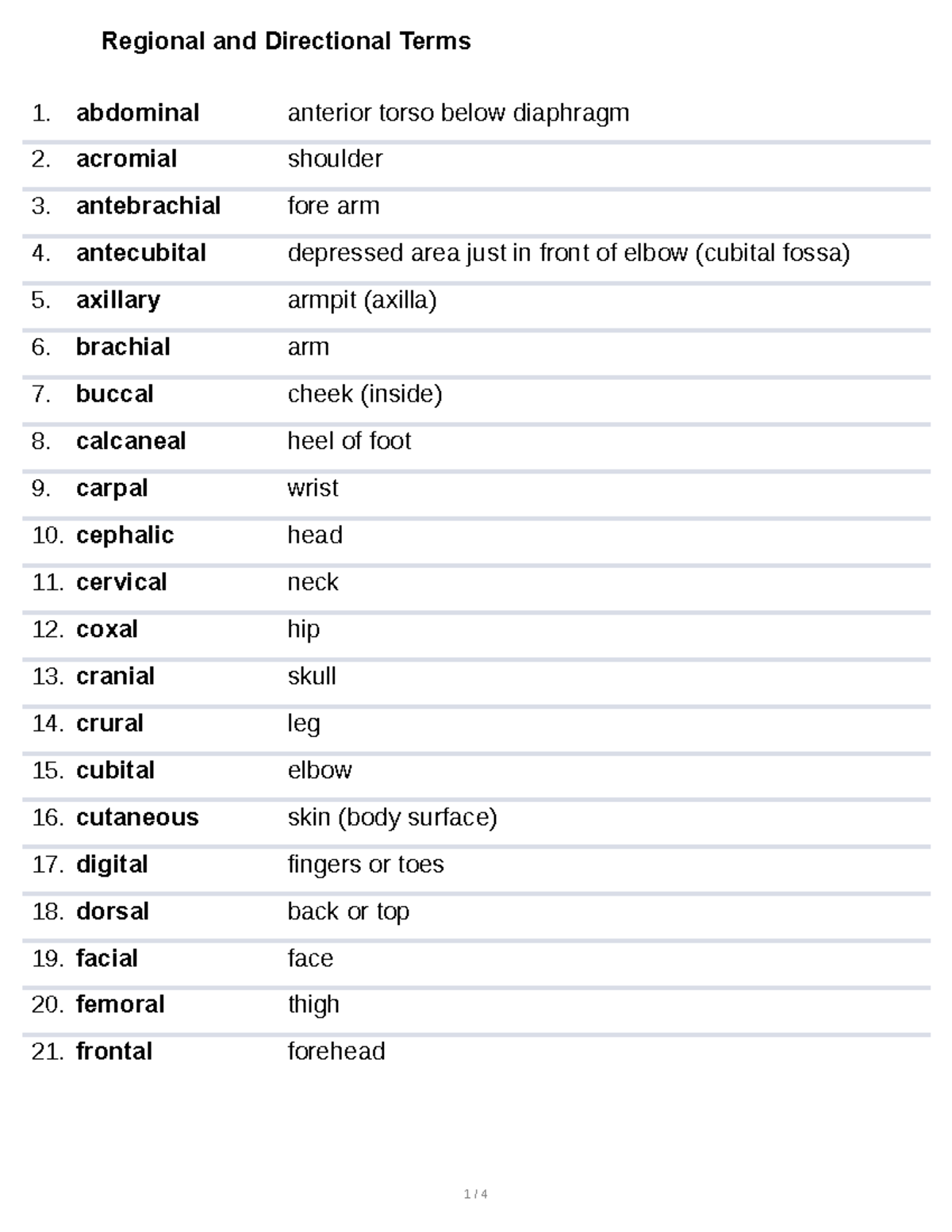 Regional and Directional Terms - 1 / 4 Regional and Directional Terms ...
