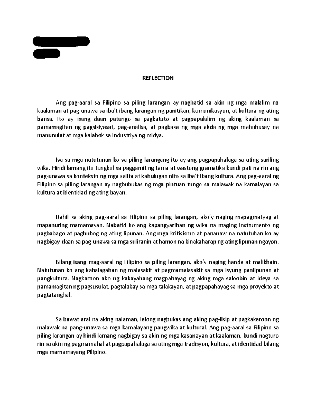 Reflection Filaka - aawfdaw - Gian Carl G. Huevos 12 – SJB REFLECTION ...