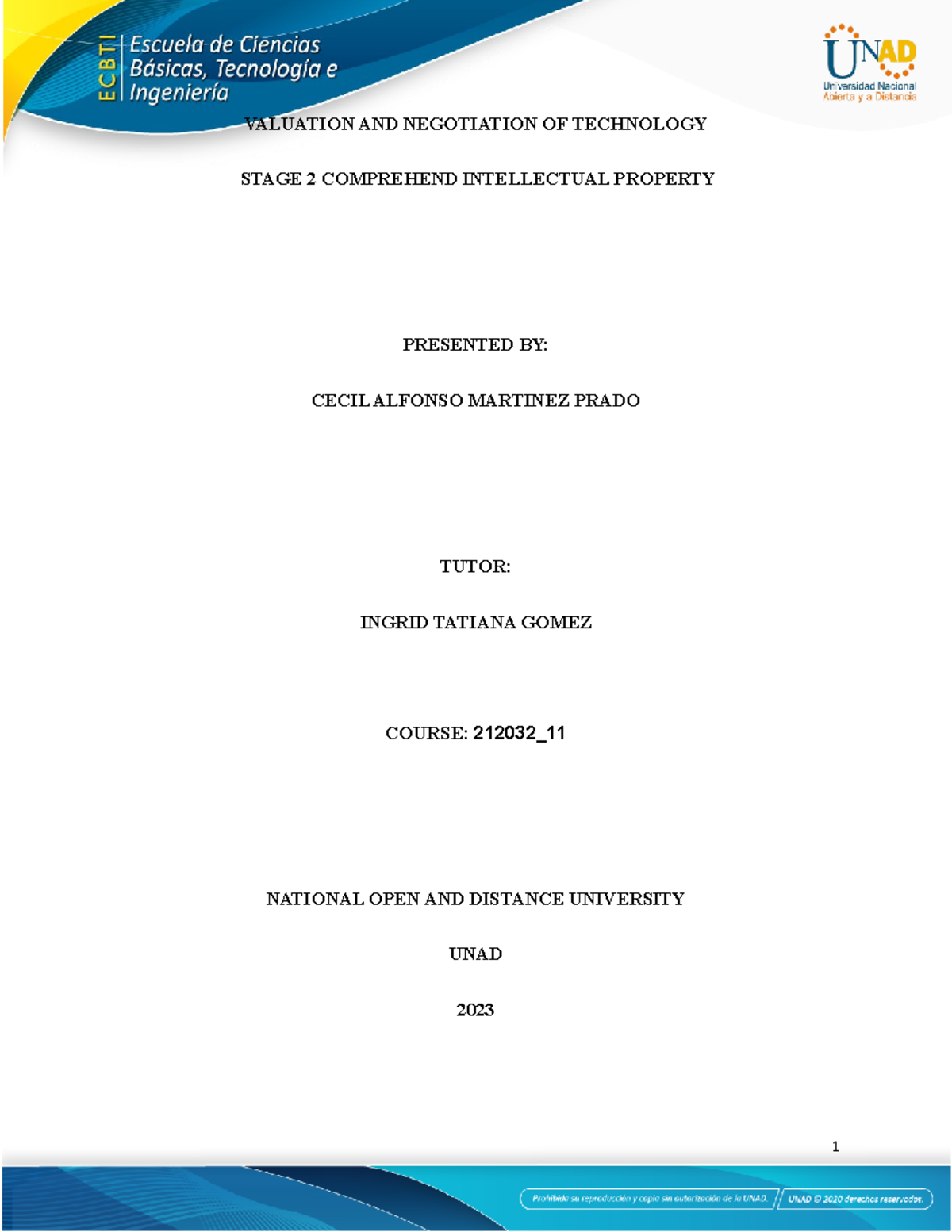 VNT Step 2 212032 11 - valoracion y negociacion tecnologica - VALUATION AND NEGOTIATION OF - Studocu