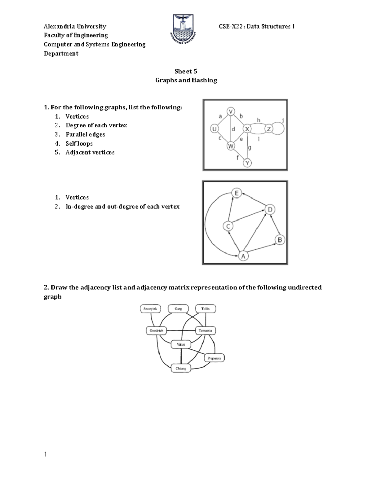 2021-Data Structures Sheet 5 - Alexandria University CSE-X22: Data ...