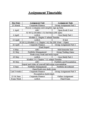 Assignment Timetable - Studocu