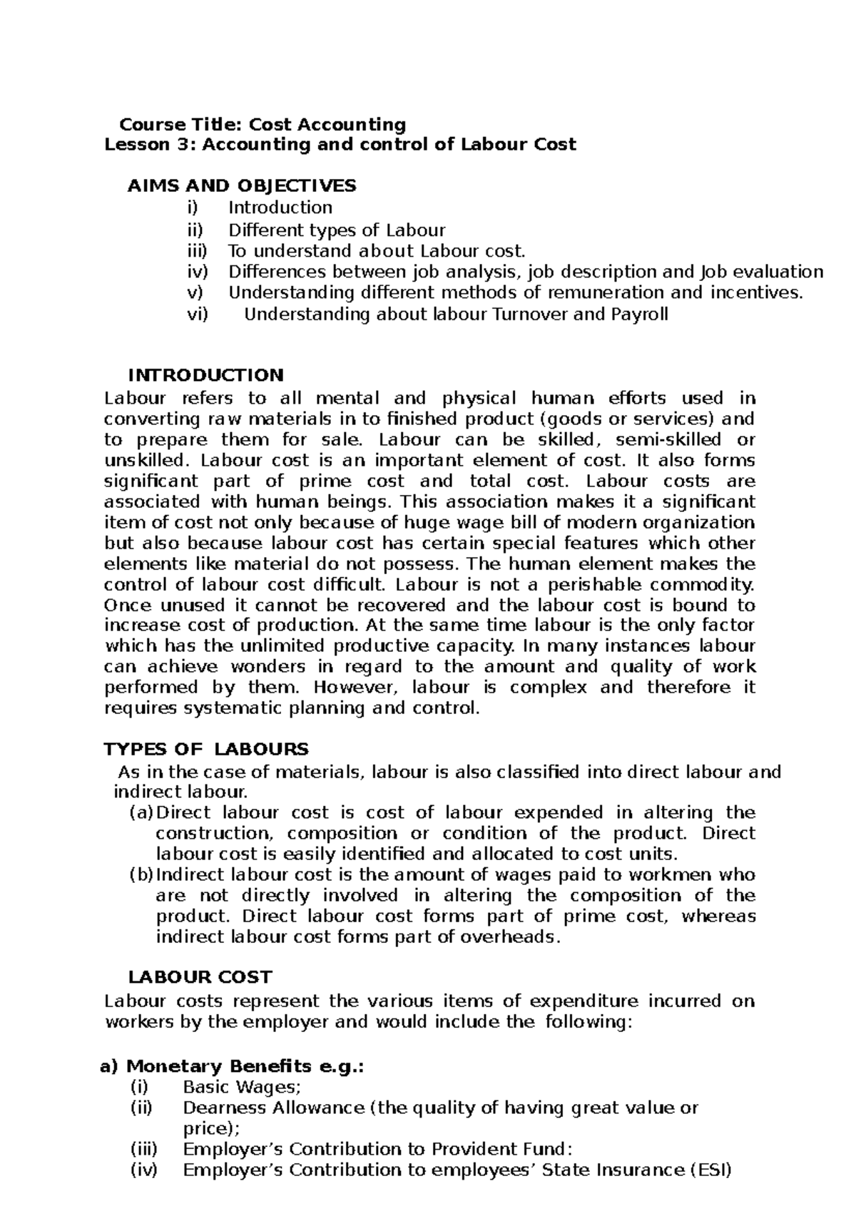 Accounting AND Control OF Labour COST Course Title Cost Accounting accounting-and-control-of-labour-cost-course-title-cost-accounting