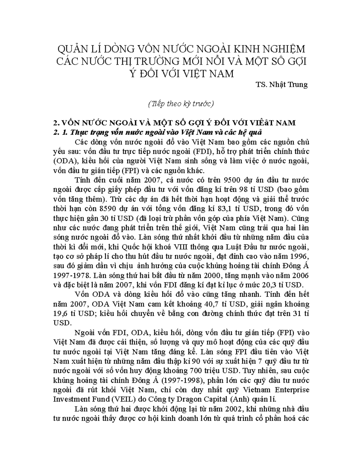 283212 - ghjnm, - QUẢN LÍ DÒNG VỐN NƯỚC NGOÀI KINH NGHIỆM CÁC NƯỚC THỊ ...