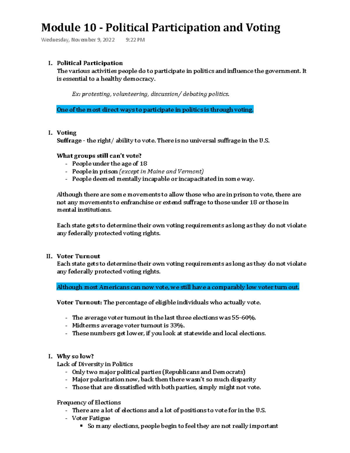 POL1013 - Module 10 - An explanation of political participation and ...