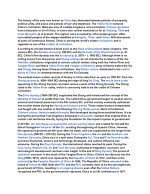 Ancient china 3 - notes - China is one of the world's four ancient ...