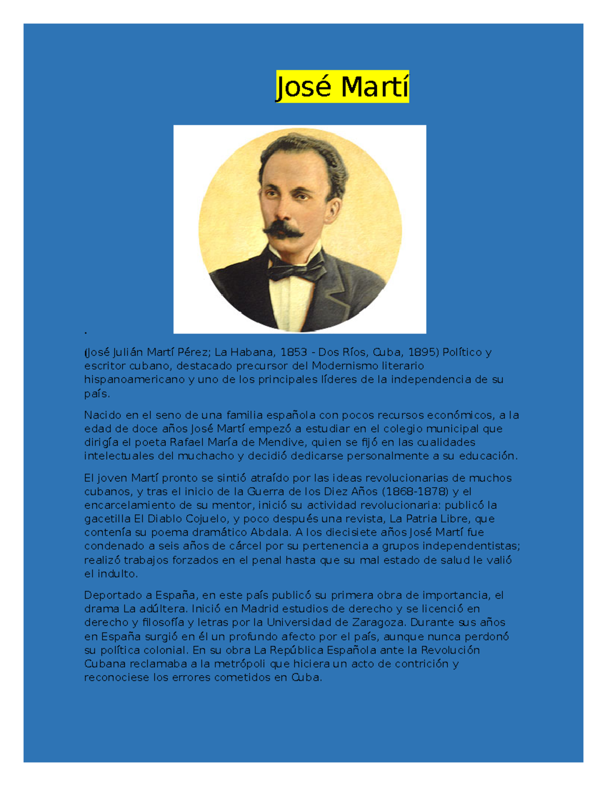 José Martí - Ssnnnnnnnnnnnnnn - José Martí . (José Julián Martí Pérez ...