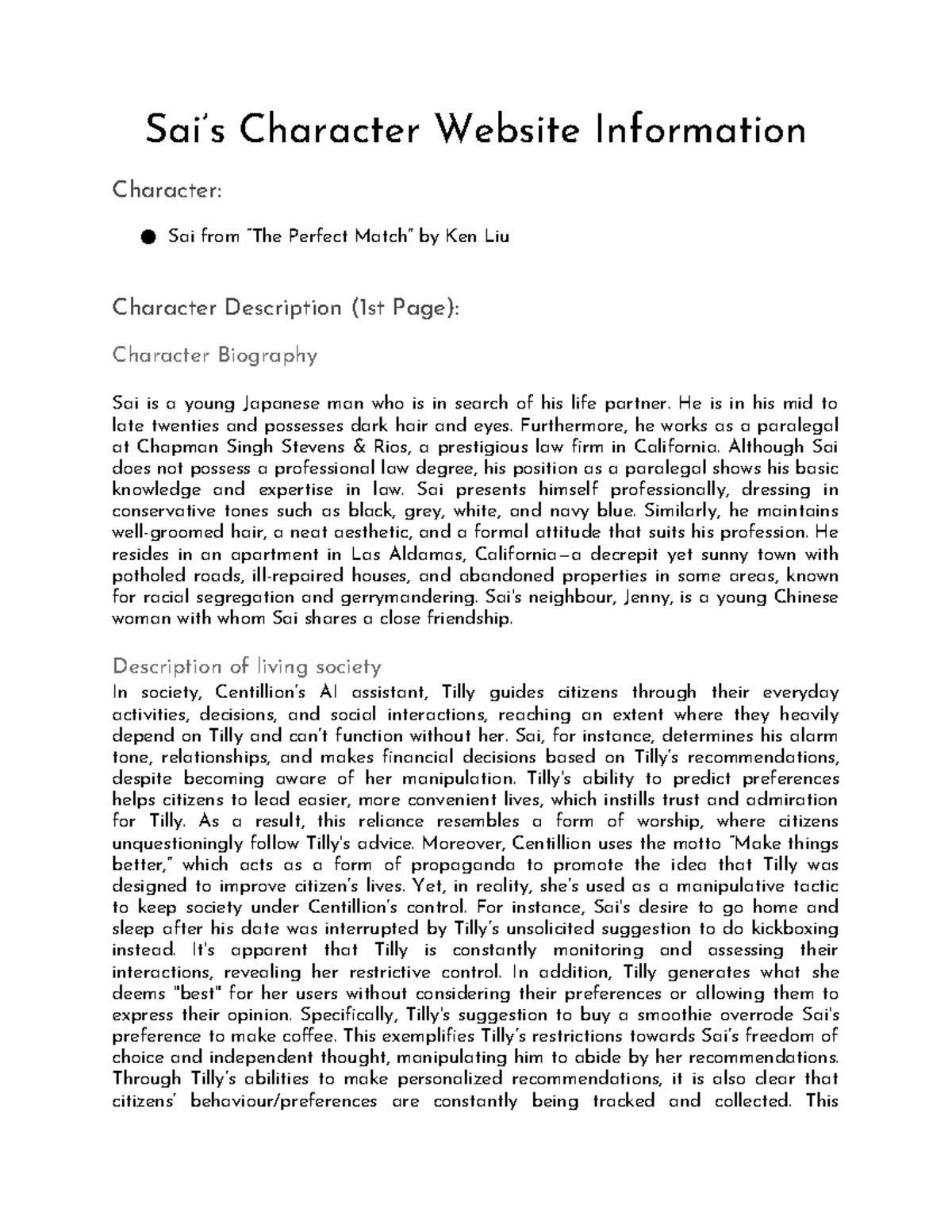 Sai's Character Website Assignement-= - Sai’s Character Website ...