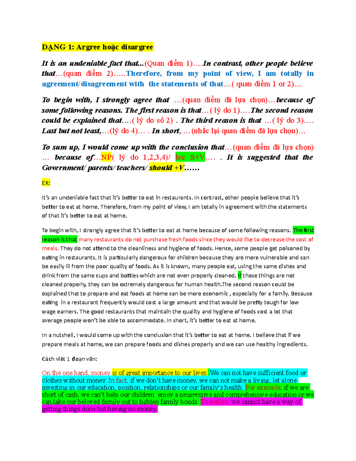 Essay DẠNG 1 - Hay lắm - DẠNG 1: Argree hoặc disargree It is an ...