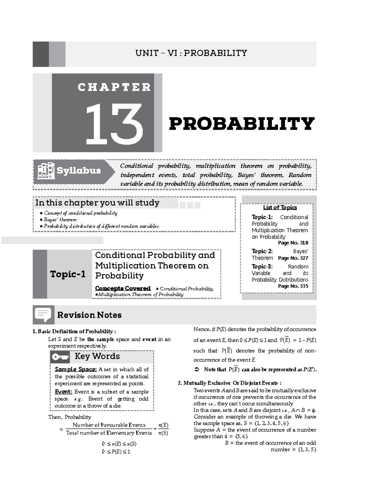 13. Probability - unit – Vi : Probability Probability Conditional ...