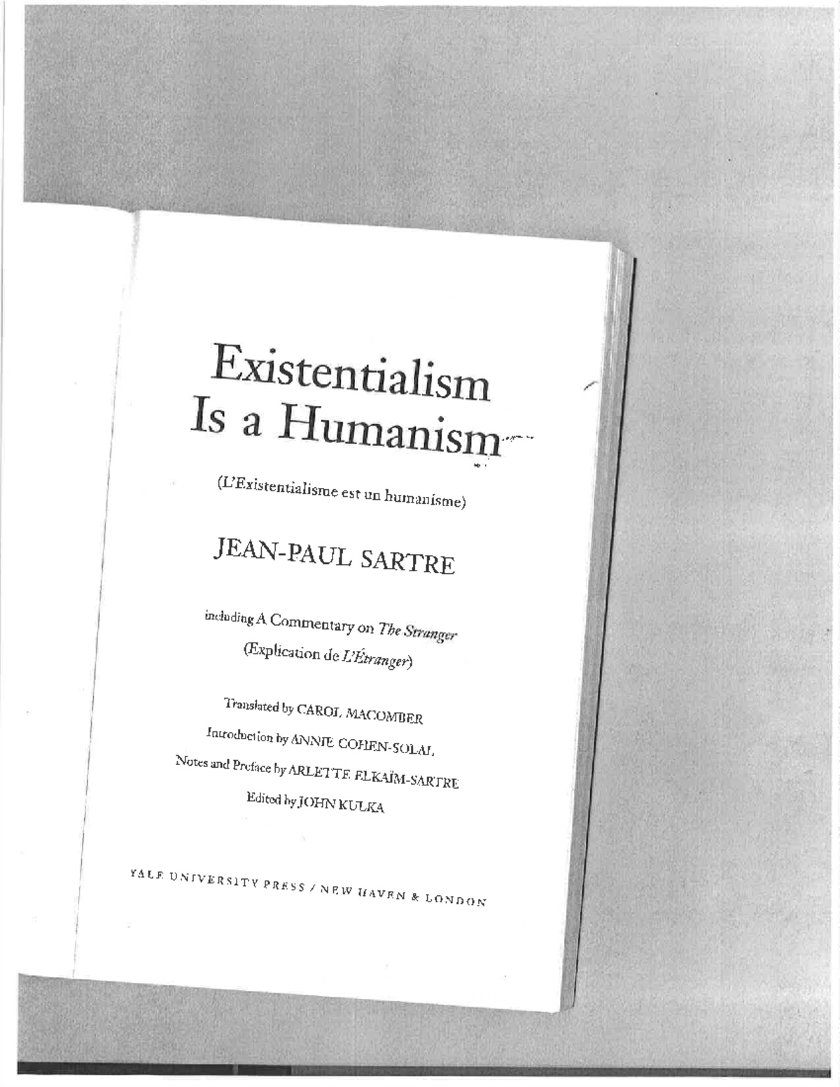 LAS 210 Sartre Existentialism IS Humanism - LAS 210 - Studocu