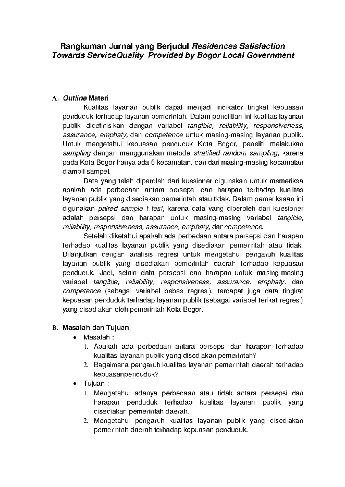 Rangkuman Jurnal Ekonometri - Rangkuman Jurnal yang Berjudul Residences ...