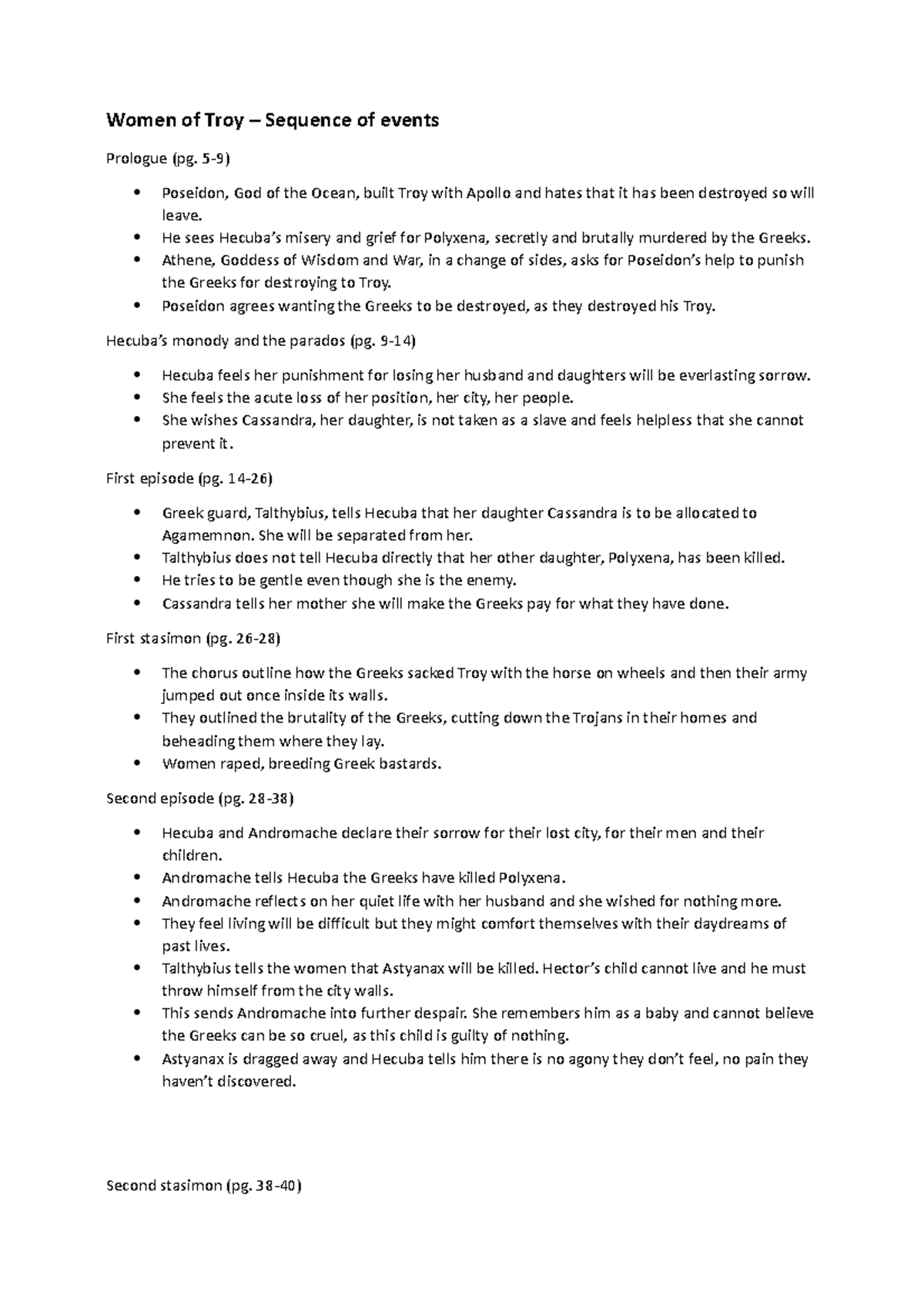 Women of Troy - Sequence of Events - Women of Troy – Sequence of events ...