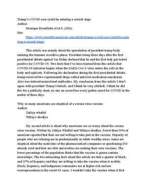 Strong Response Draft - The purpose of the article is to show the ...