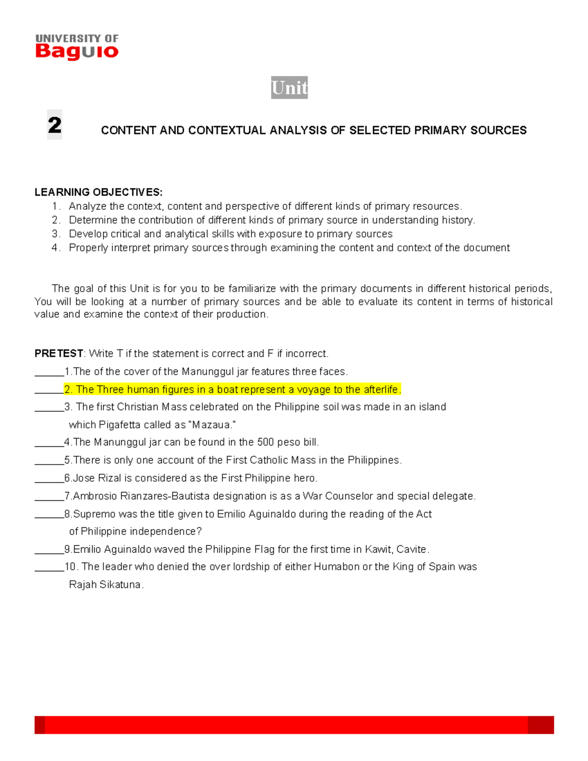 Rphist Module Unit 2 - A Self-regulated Learning Module 1 2 Unit ...
