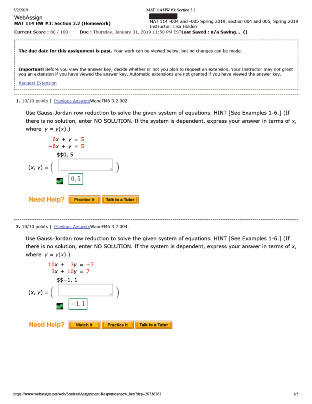MAT 114 HW #3 Section 3 - MAT 114 - Studocu