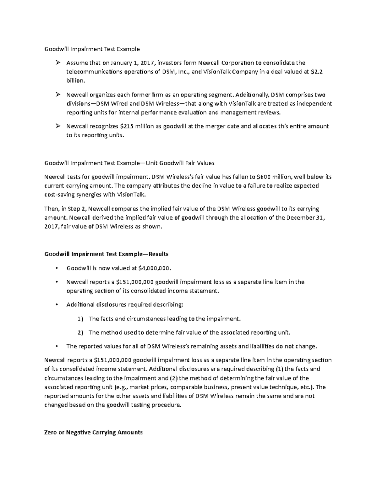 Lecture Notes 3 i - Goodwill Impairment Test Example Assume that on ...