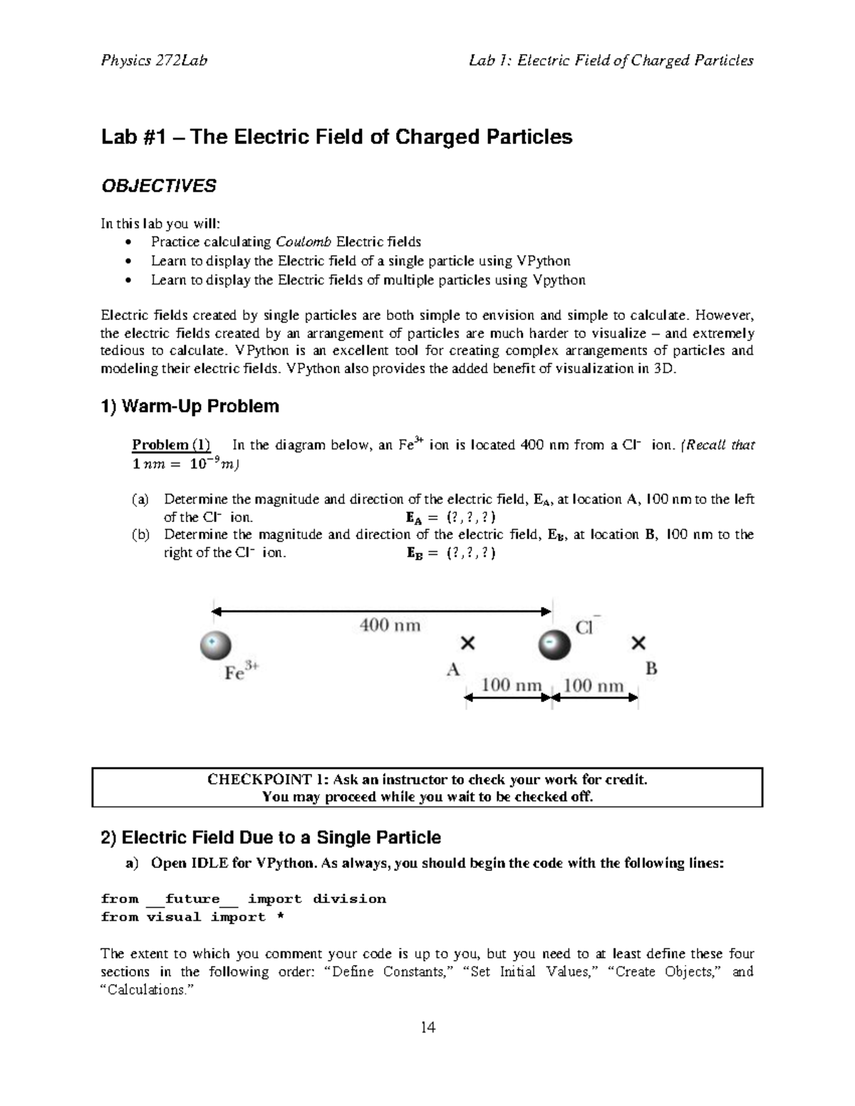 Lab1 - DDD - Lab #1 – The Electric Field of Charged Particles ...