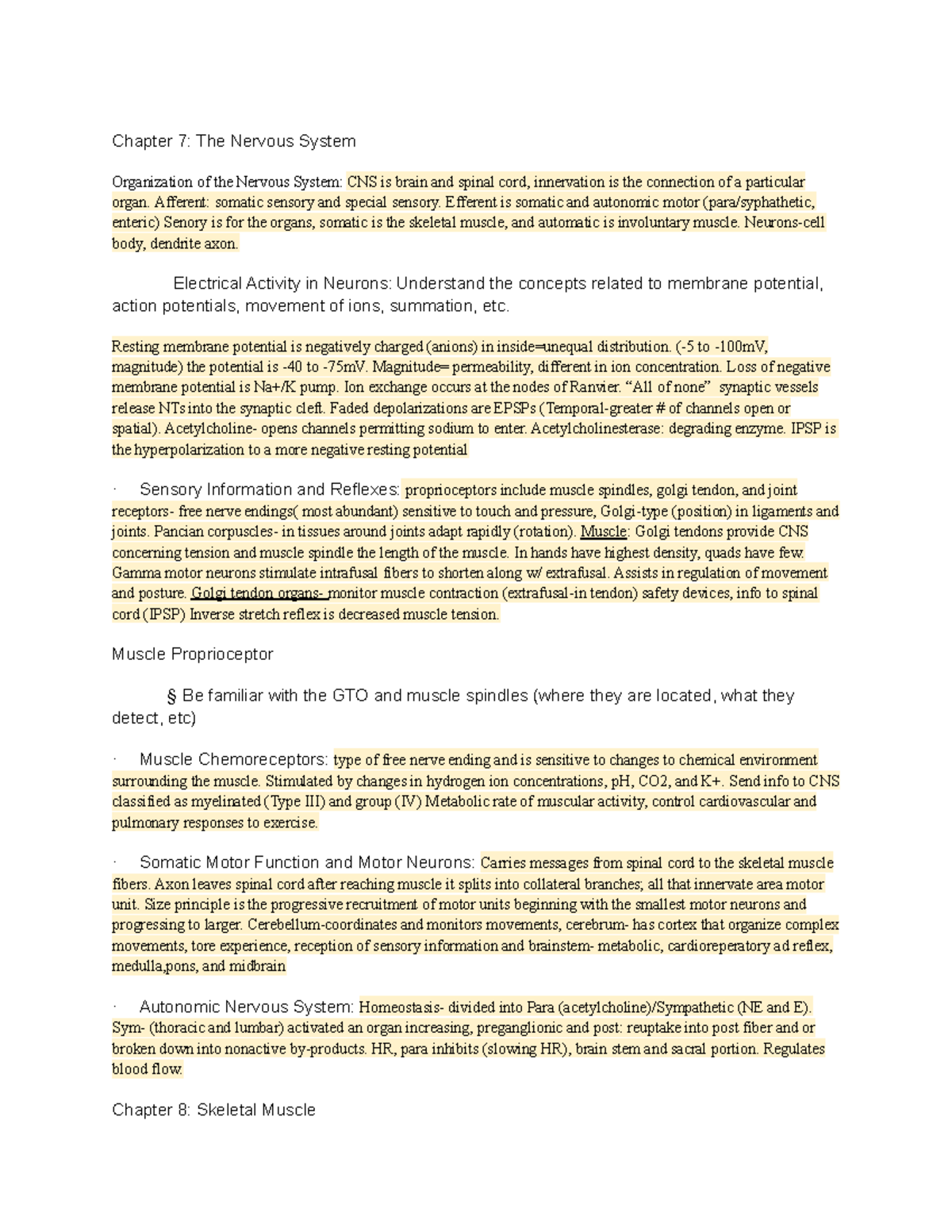 Physiology Unit 2 Review - Chapter 7: The Nervous System Organization ...