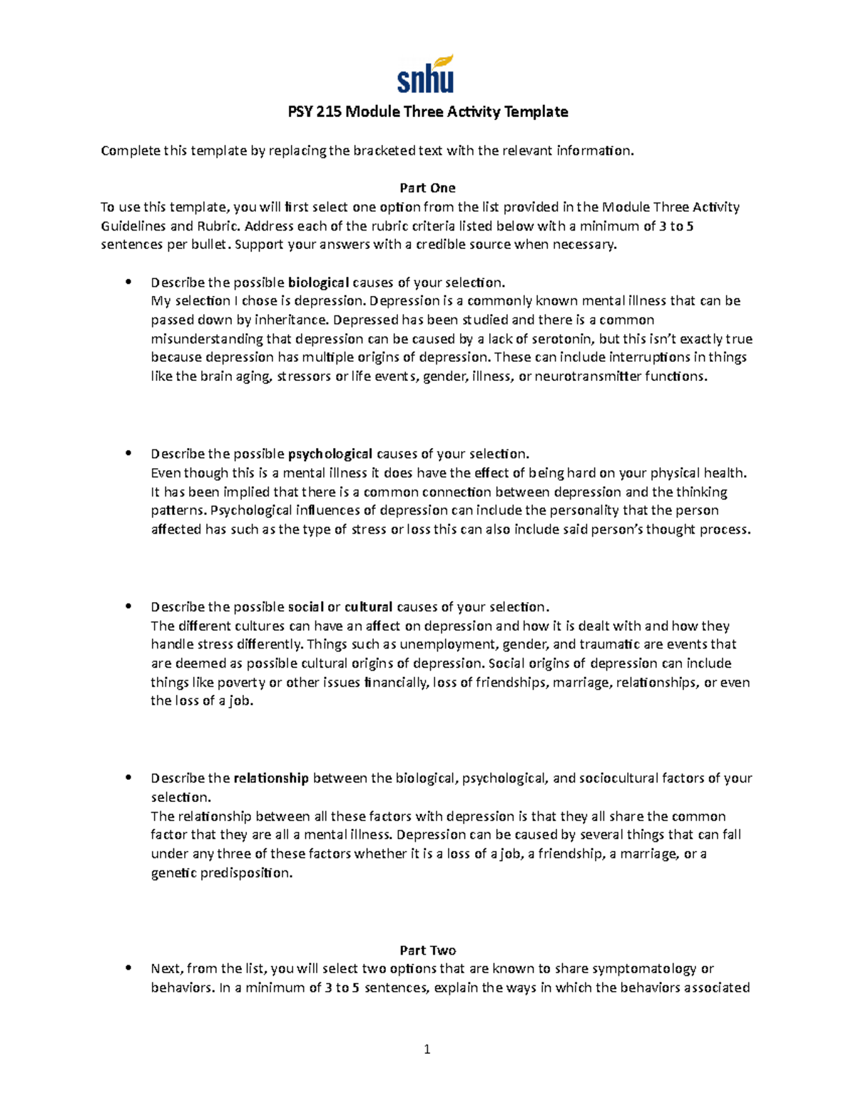 PSY 215 Module Three Activity Template - PSY 215 Module Three Activity ...