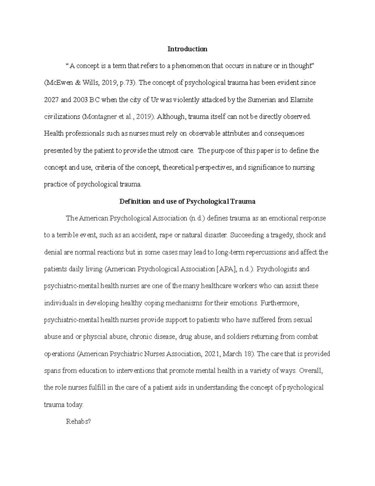 Concept Analysis paper Theoretical Foundations - NUR 3020 - NSU - Studocu