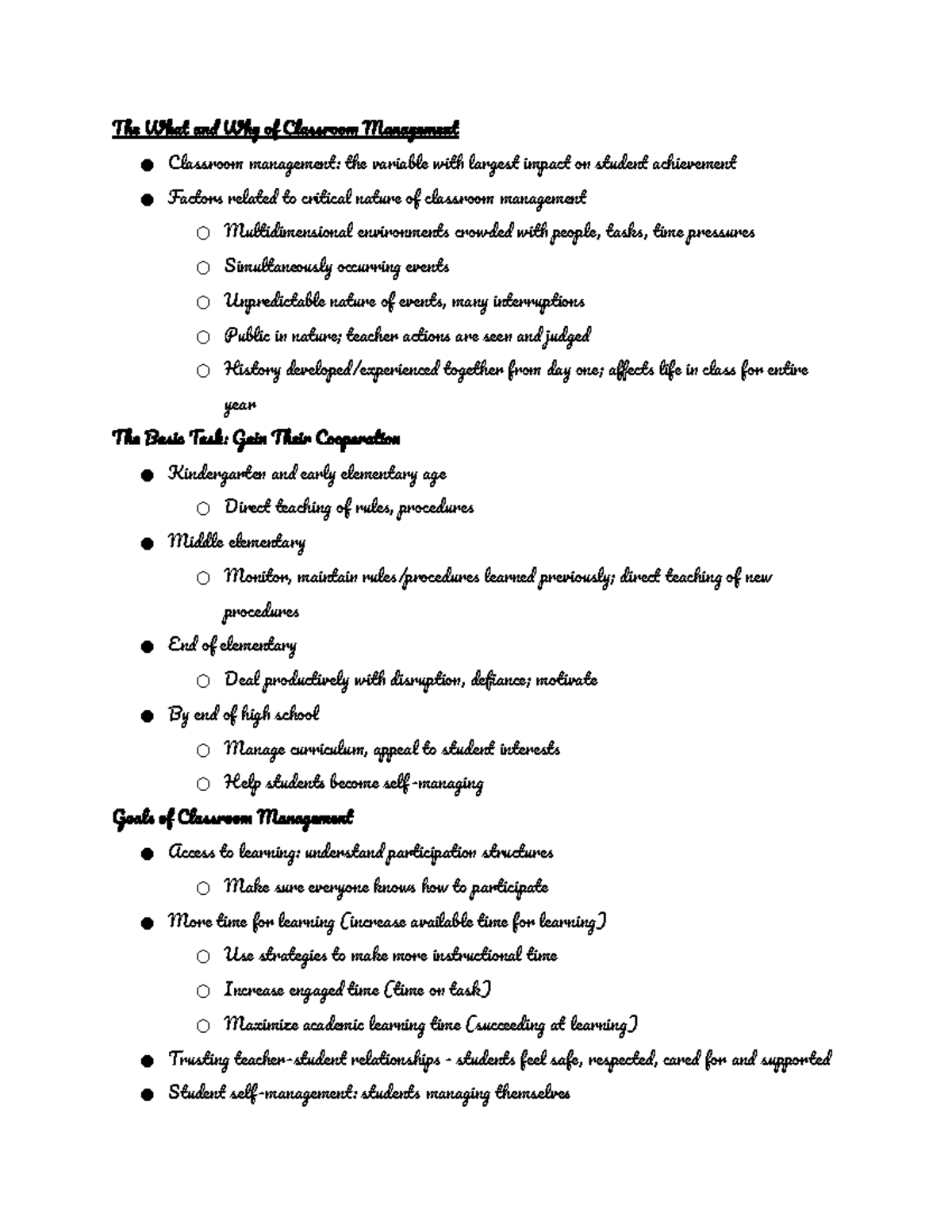 Managing Learning Environments - The What and Why of Classroom ...