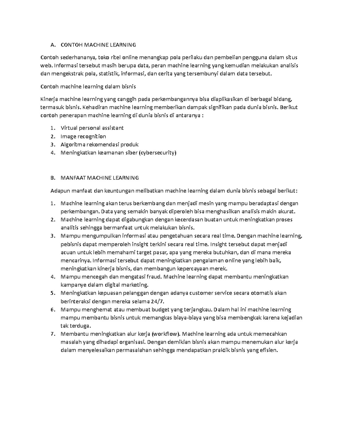 Contoh DAN Manfaat Mesin Learning - A. CONTOH MACHINE LEARNING Contoh ...