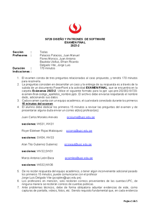 Diseño y Patrones de Software - SI720 - UPC - Studocu