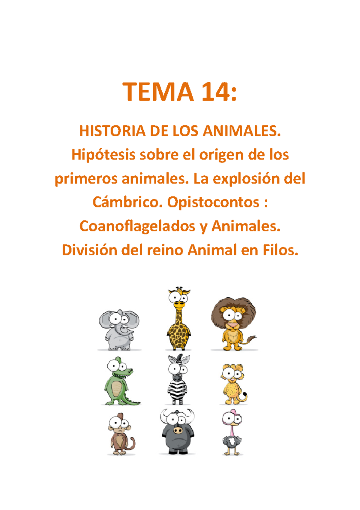 Apuntes, lecciones Historia de los animales - TEMA 14: HISTORIA DE LOS ...
