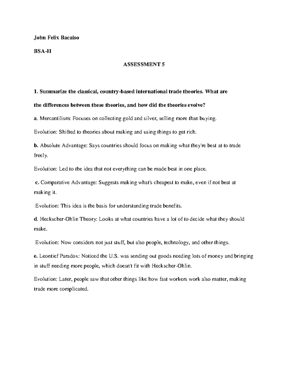 Assessment 5 Bacalso - efeetet - John Felix Bacalso BSA-II ASSESSMENT 5 ...