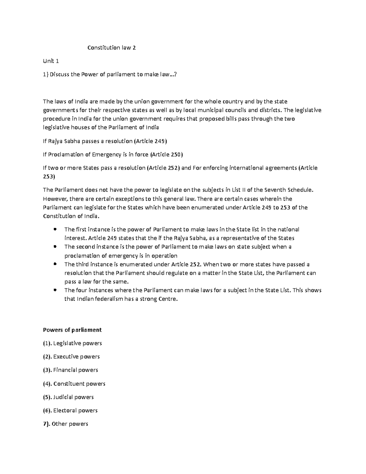 Constitution law 2 - Assessment pattern - Constitution law 2 Unit 1 1 ...