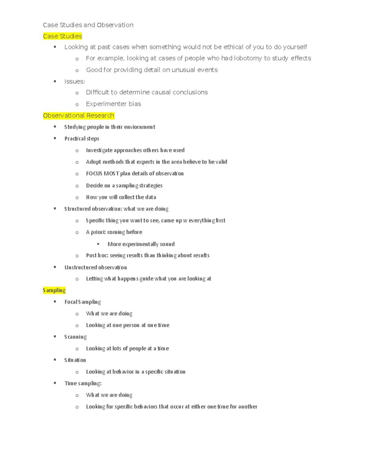 Case Studies and Naruralistic Observation Lab lecture - Case Studies ...