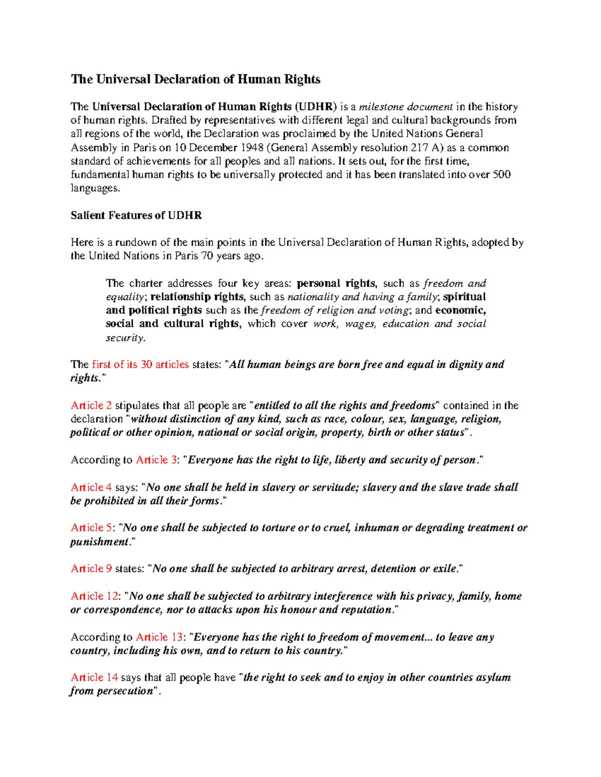 Human Rights Law Reviewer - The Universal Declaration of Human Rights ...