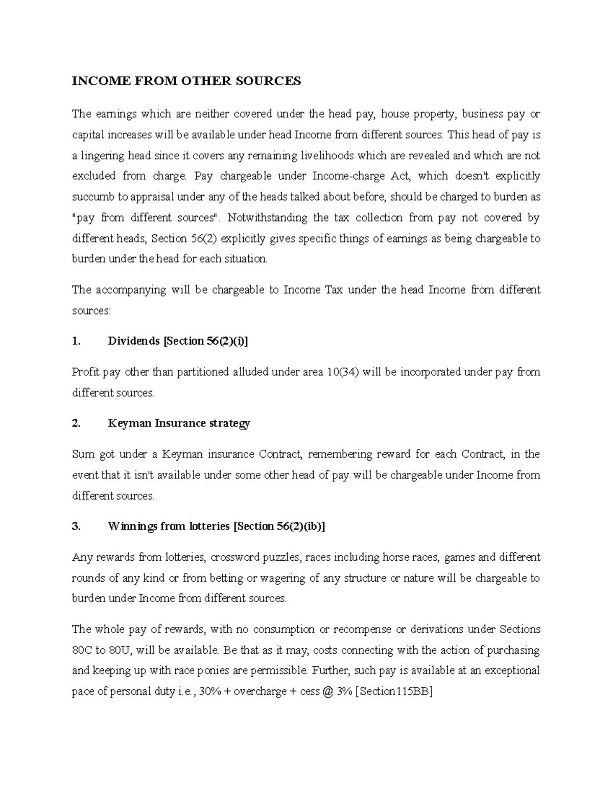 Income FROM Other Sources - INCOME FROM OTHER SOURCES The earnings ...