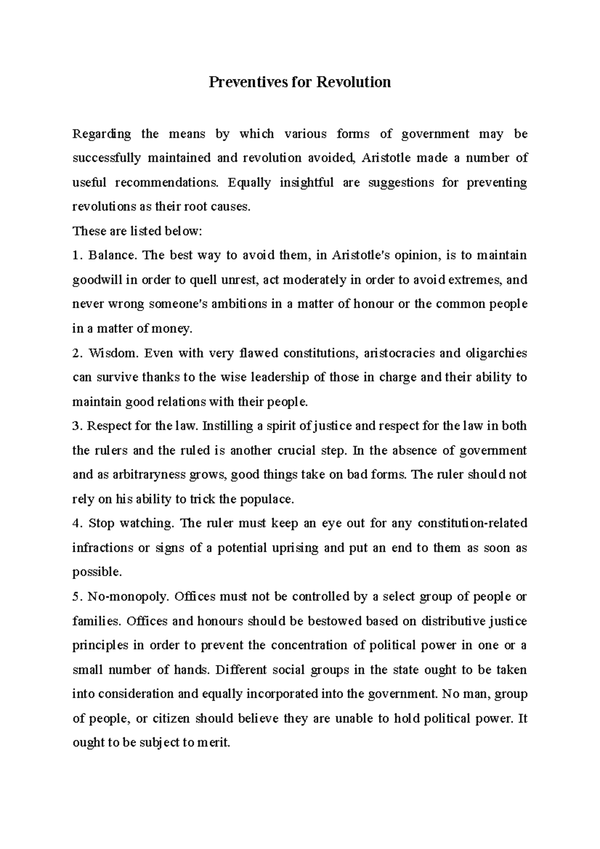 Preventives for Revolution - Preventives for Revolution Regarding the ...