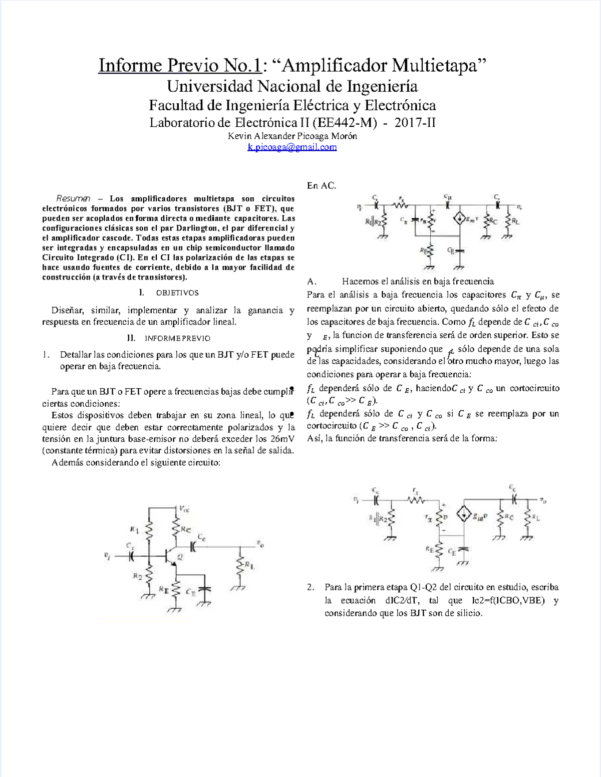 Pdf-previo-1-picoaga compress - Informe Previo No Previo No: “Amplificador Multietapa”: - Studocu