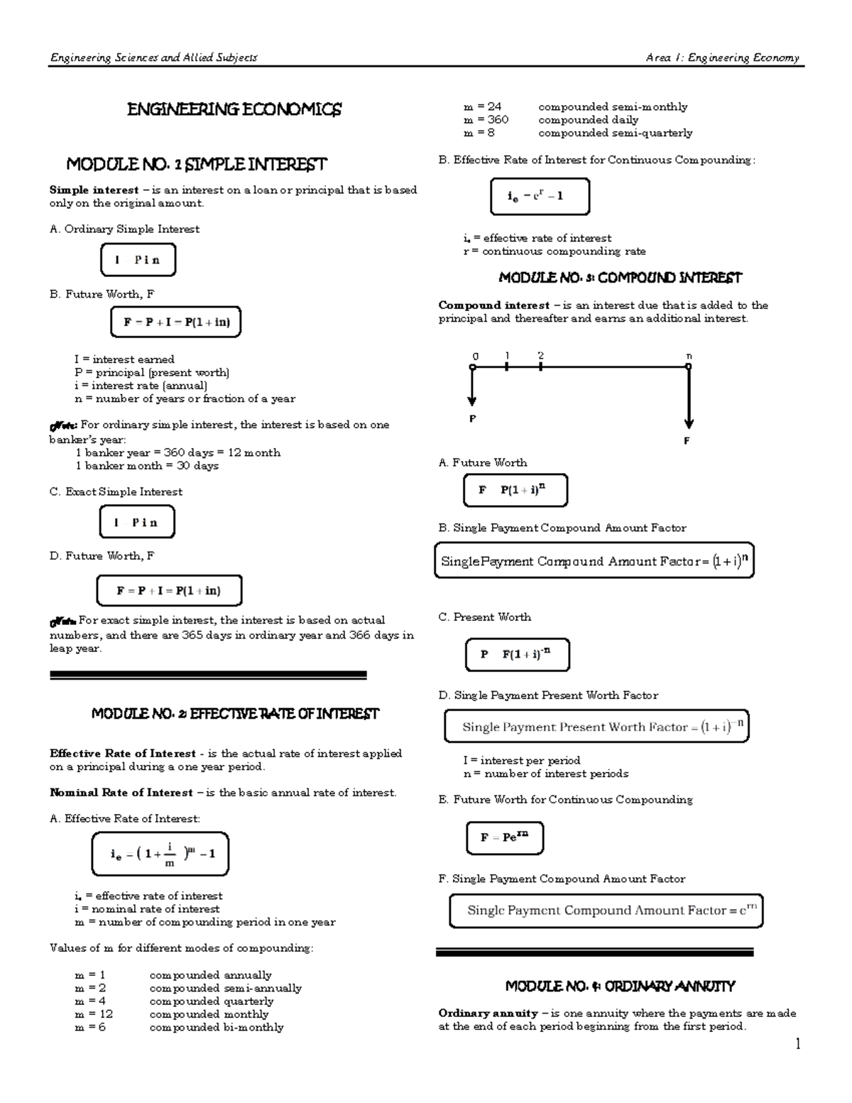 Engineering- Economy - ENGINEERING ECONOMICS Simple interest – is an ...