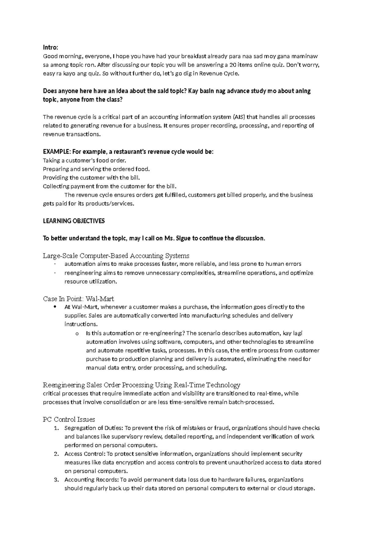 Script Reporting - Intro: Good morning, everyone, I hope you have had ...