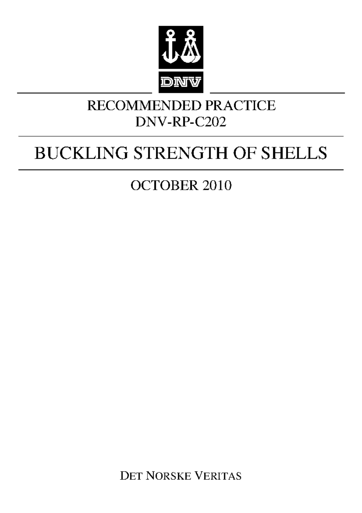 Rp-c202 2010-10 - buckling strength of shells - RECOMMENDED PRACTICE ...