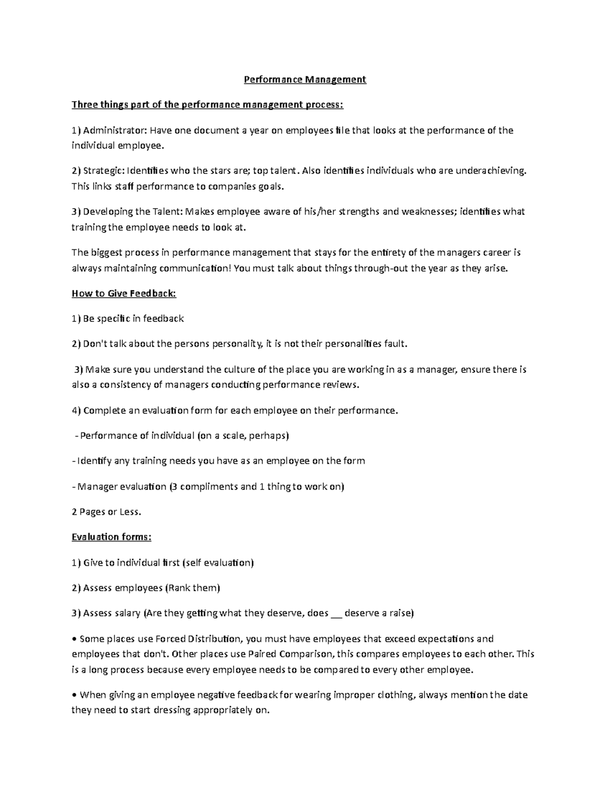 Lecture Notes Performance Management Performance Management Three Things Part Of The
