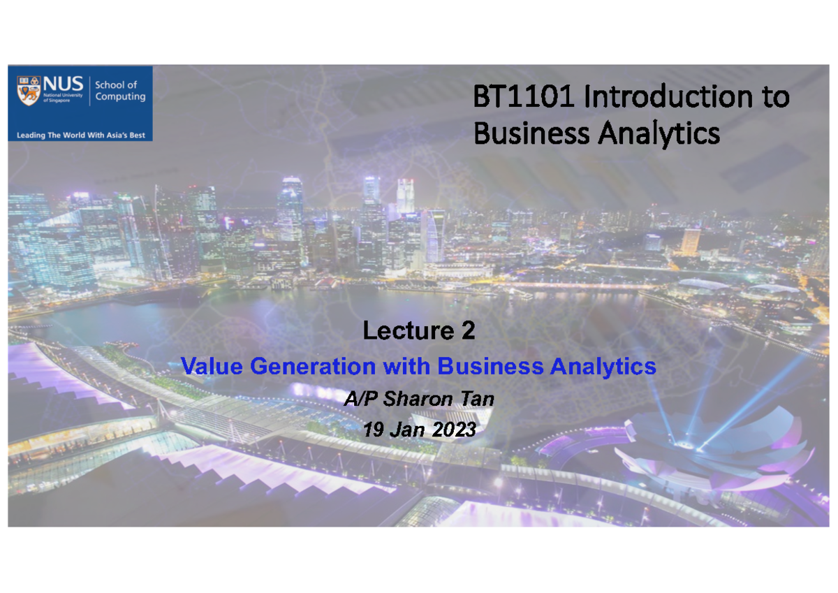 BT1101 L2 Generating Value - BBTT1 1110011 IInnttrroodduuccttiioonn ttoo BBuussiinneessss - Studocu