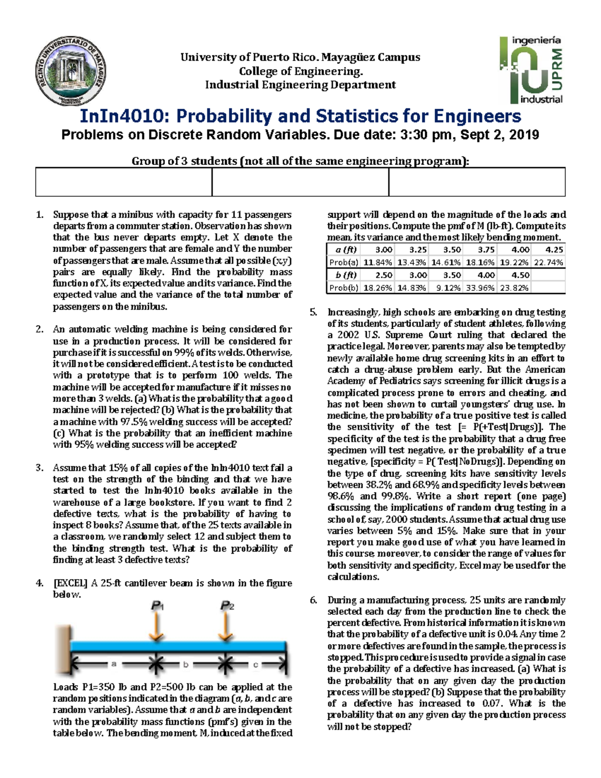 Assignment 2 Discrete Random Variables 190823 Warning Tt Undefined Function 32 University