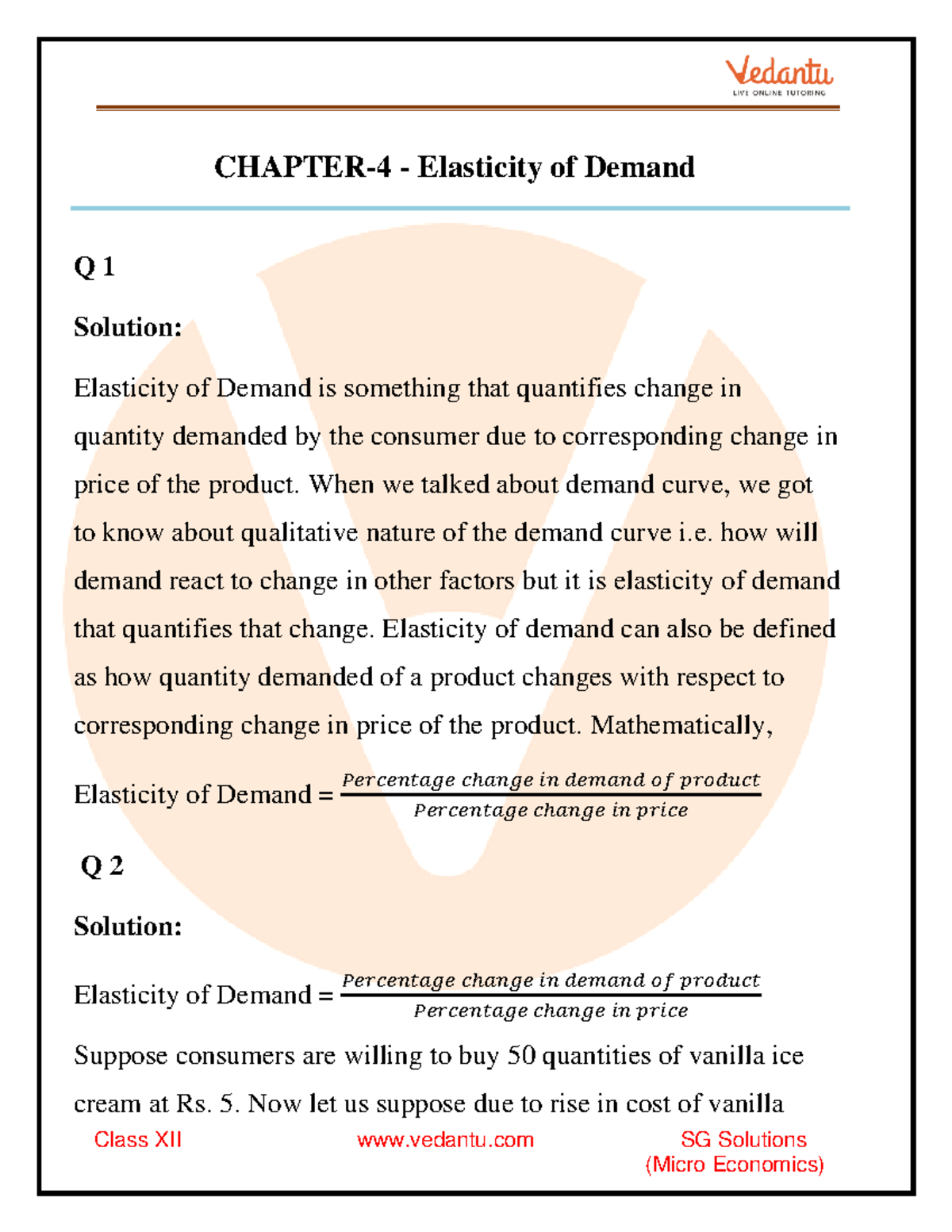 Sandeep Garg Microeconomics Class 12 Solutions Chapter 4 – Elasticity of Demand - Class XII ...