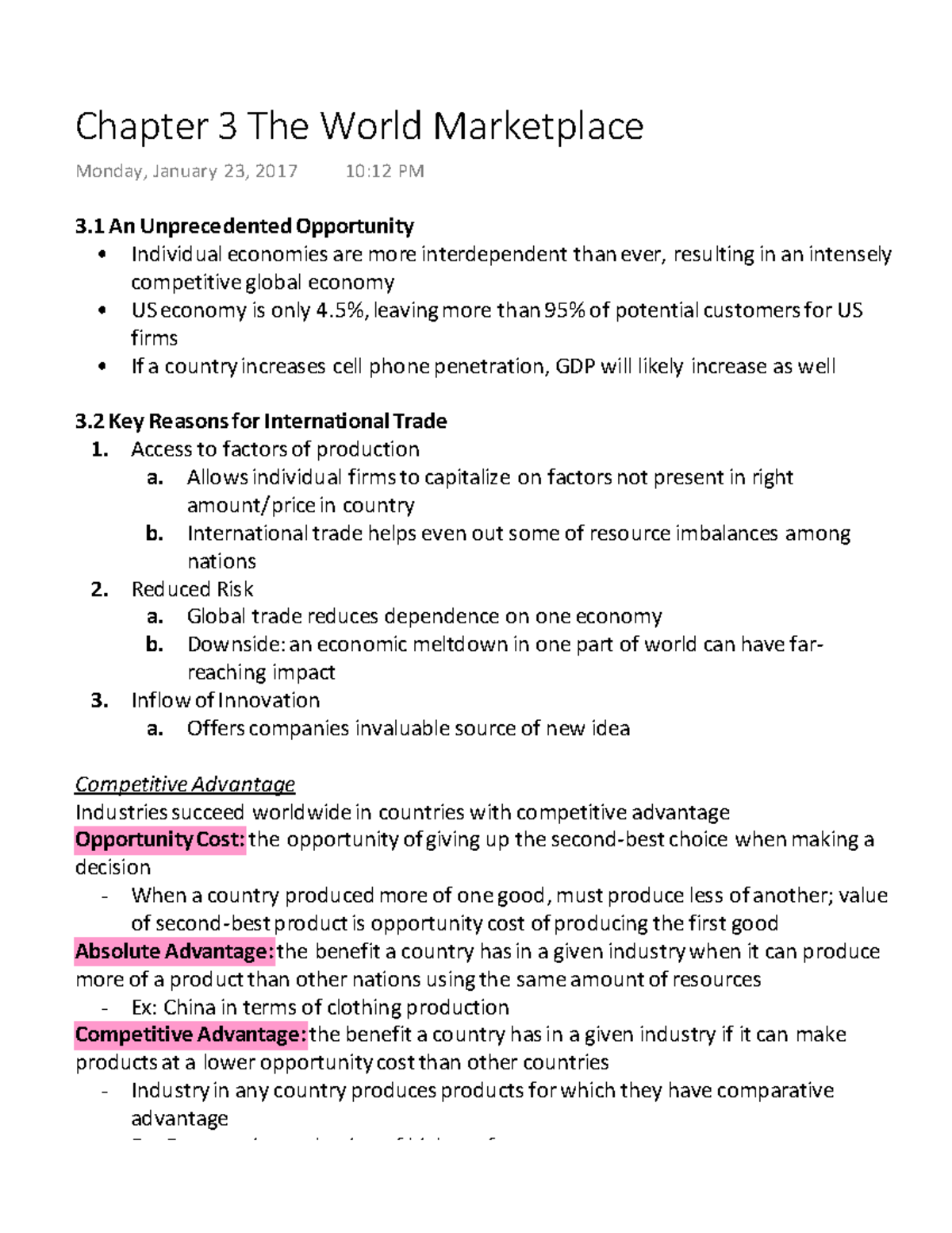 Chapter 3 The World Marketplace - Individual economies are more ...