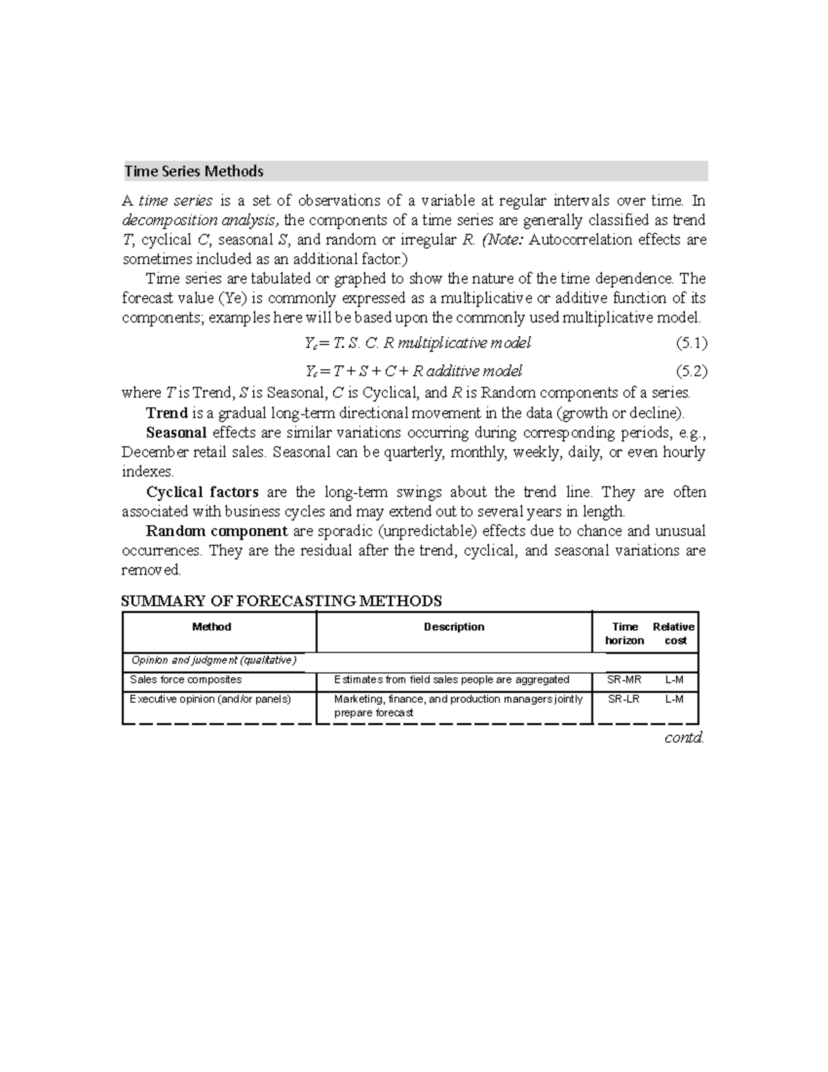 Time Series Method 1 Time Series Methods A Time Series Is A Set Of Observations Of A Variable