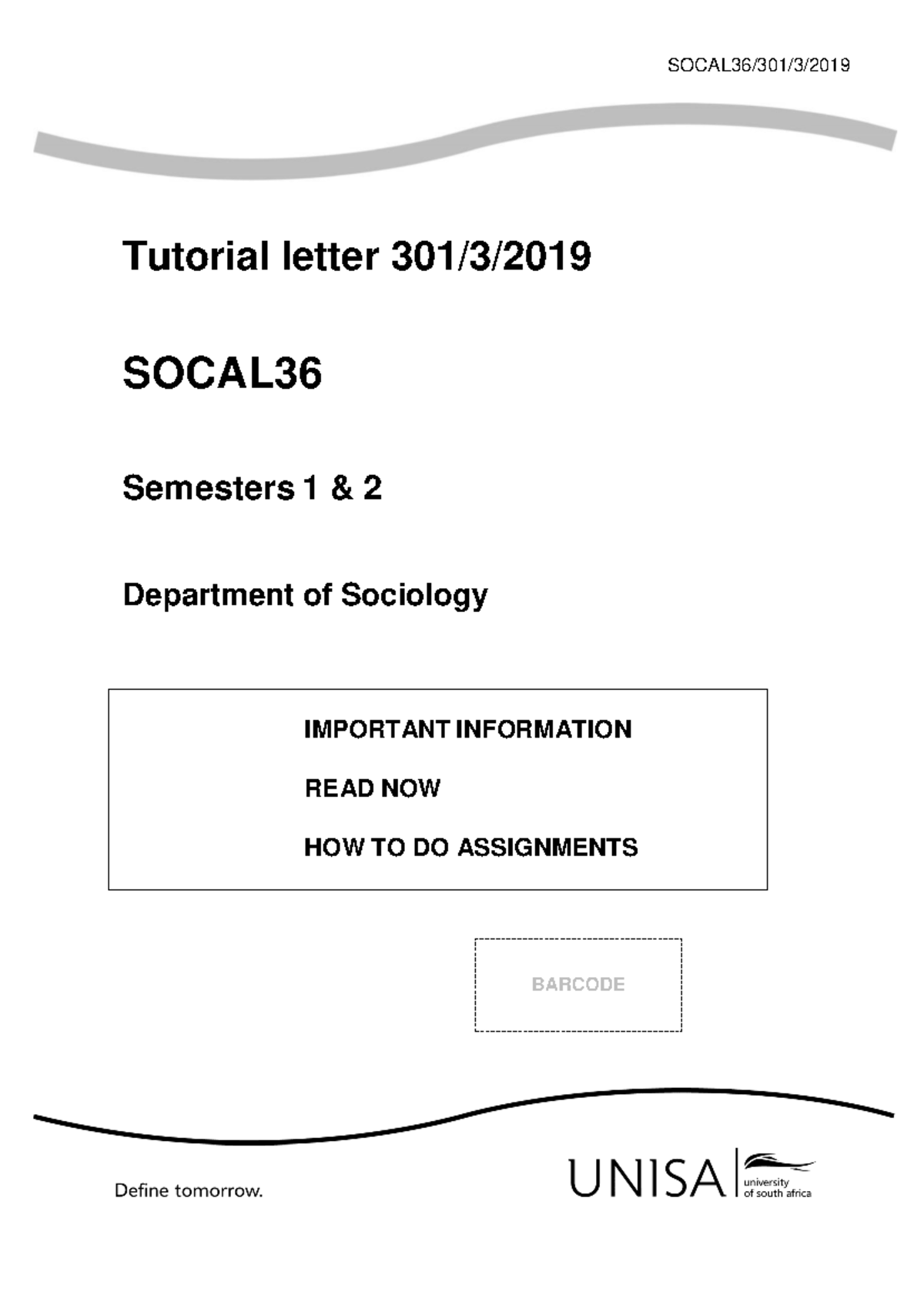Tutorial Letter 301 -Both- for Socal 36 - SOCAL36/ 301 /3/ 201 9 ...