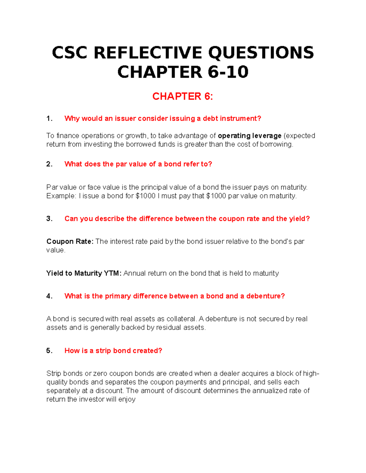 CSC Chapter 6 - 10 - Canadian Securities Course Volume 1 - CSC ...
